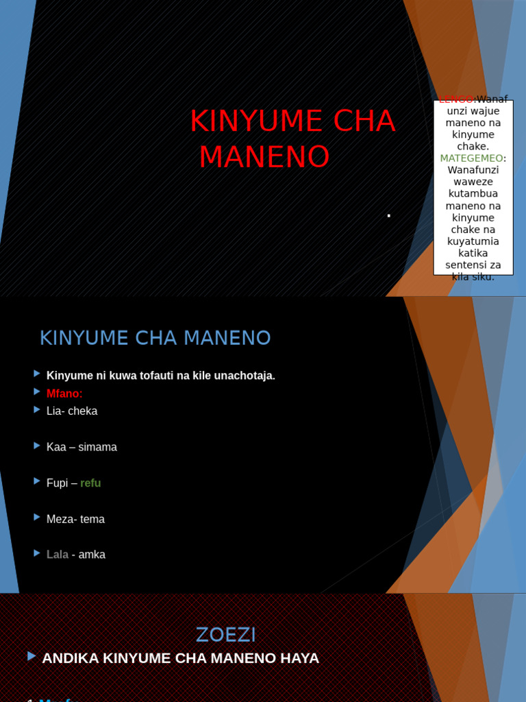 Kinyume Cha Maneno Grade 3 | PDF