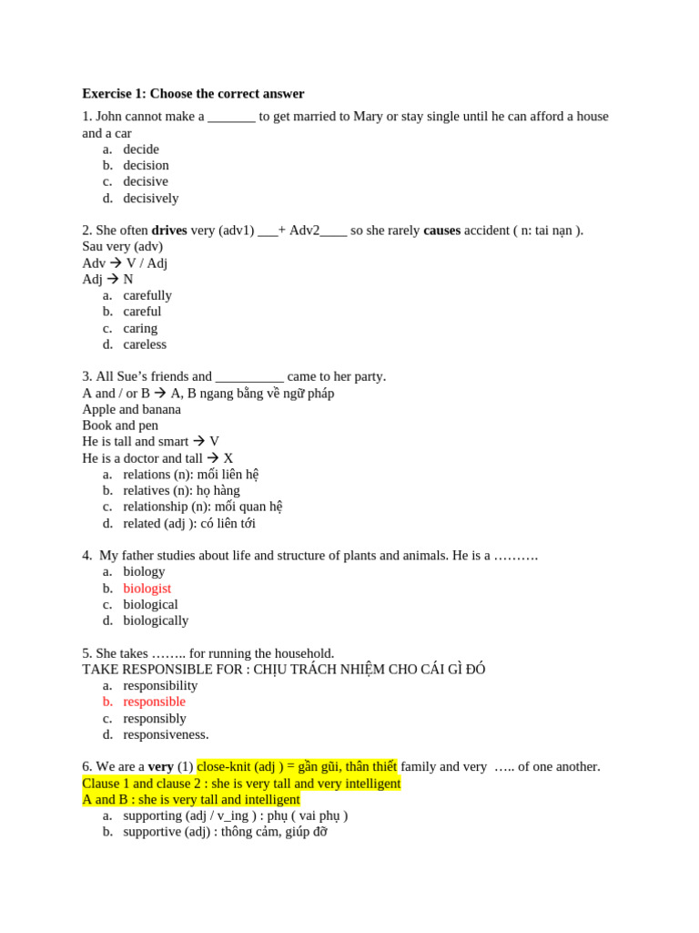 Exercise 1: Choose The Correct Answer: Biologist | PDF | Language Arts ...