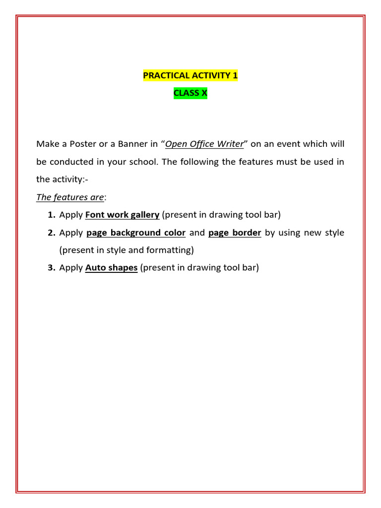 Class X Practical Activity 1 | PDF | Art