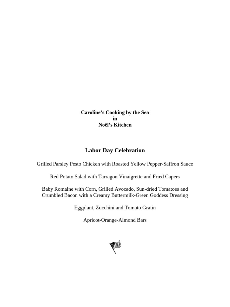 Labor Day Celebration | PDF | Mustard (Condiment) | Vinaigrette