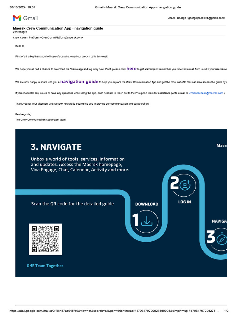 Gmail - Maersk Crew Communication App - Navigation Guide | PDF | Gmail ...