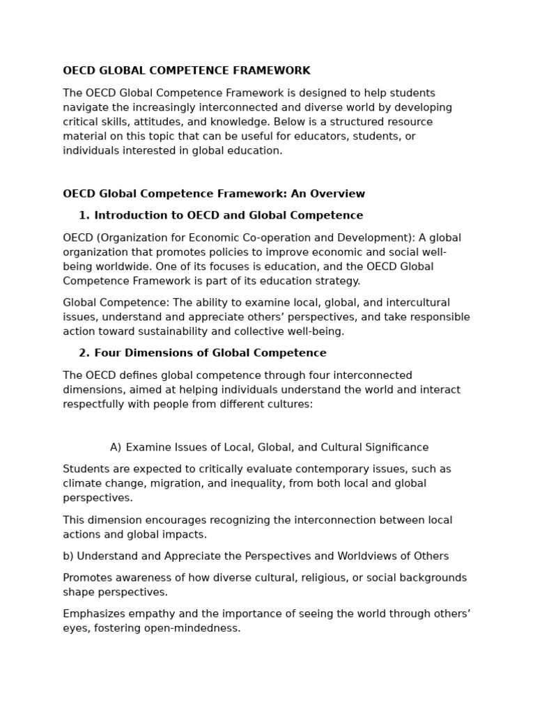 OECD Global Competence Framework | PDF | Sustainability | Sustainable ...