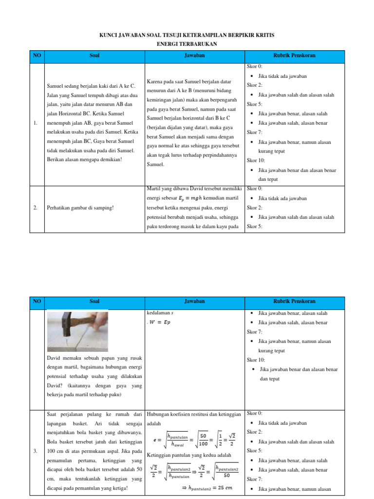 Kunci Jawaban Soal Tes Uji Keterampilan | PDF