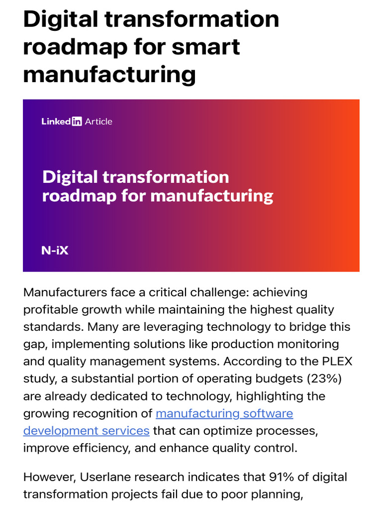 Digital Transformation Roadmap for Manufacturing | PDF | Sustainability ...