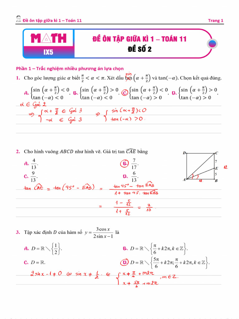 X5 - KSCL giữa HK1 lần 2 - Đáp án | PDF