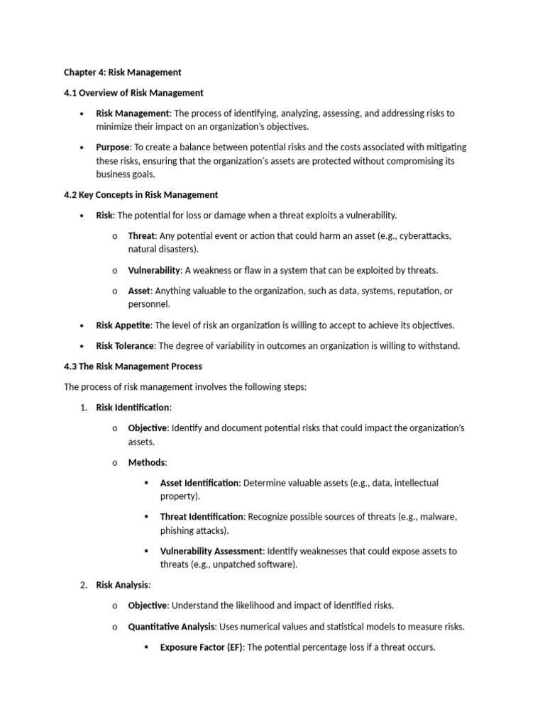 Chapter 4 Reviewer - Risk Management | PDF | Risk | Risk Management