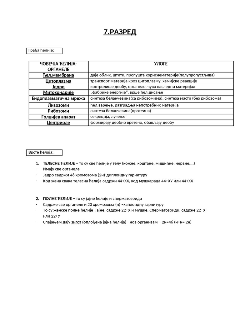 Skripta-7-Razred Biologija | PDF