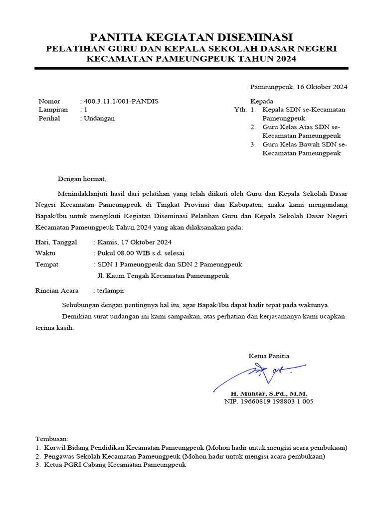 Surat Undangan Diseminasi 2024 | PDF