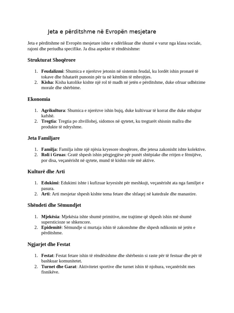 Jeta e Përditshme Në Evropën Mesjetare | PDF