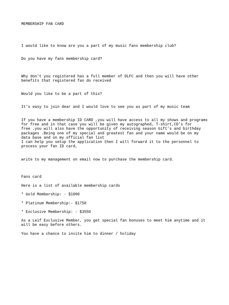 Membership Fan Card (16-38) | PDF
