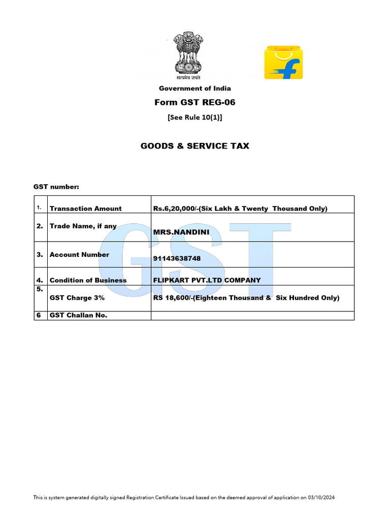 MRS - Nandini GST | PDF | Finance & Money Management