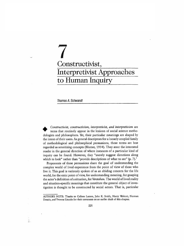 Constructivist Interpretivist Approaches To Human | PDF