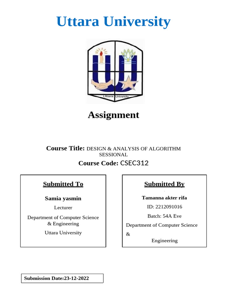 Uttara University: Assignment | PDF