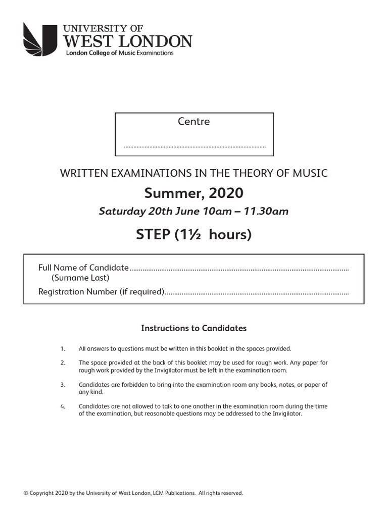 LCM Theory 2020 Summer Step | PDF | Musicology | Musical Compositions