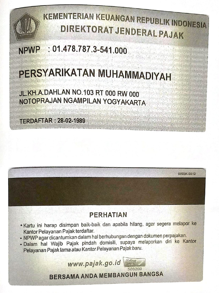 NPWP Muhammadiyah | PDF
