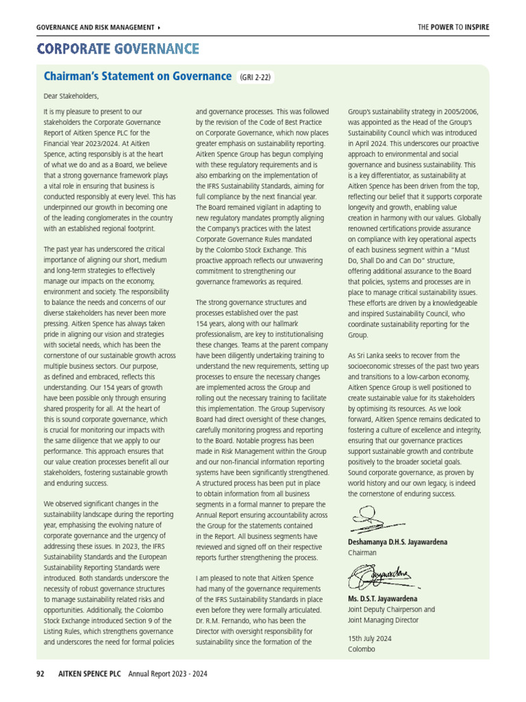 Corporate Governance Report 2024 | PDF | Governance | Corporate Governance