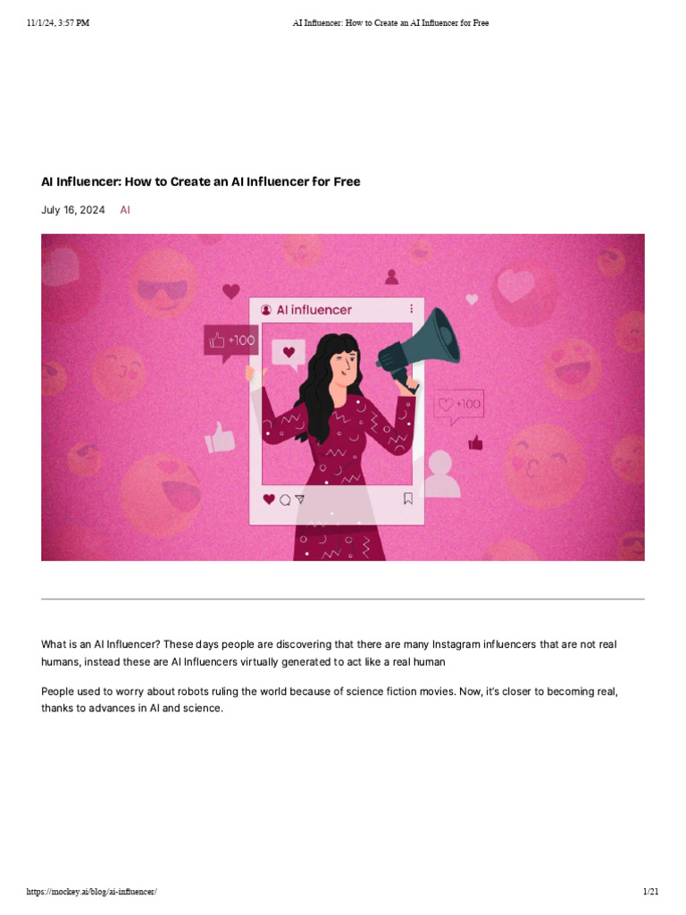 Create Your Own AI Influencer Free | PDF | Artificial Intelligence ...