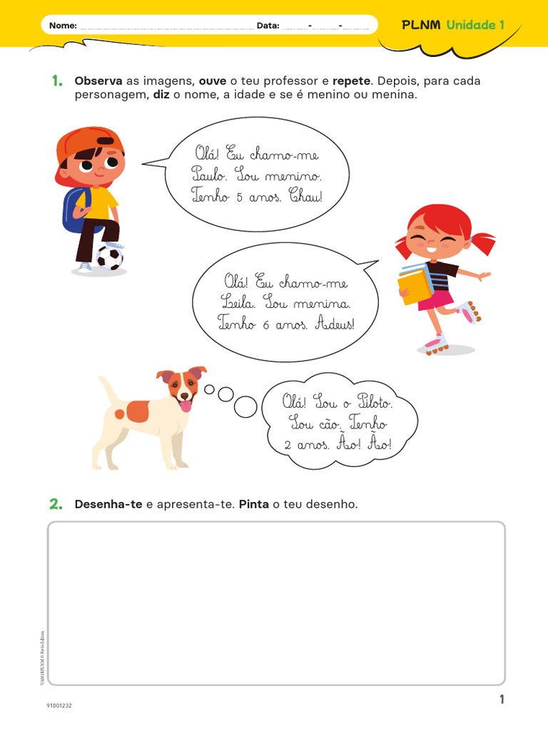 Vam1 PLNM Fichas Tema Escola | PDF