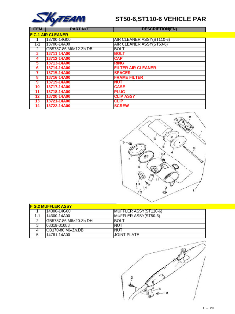ST50-6 & ST110-6 Vehicle Parts List | PDF | Axle | Screw