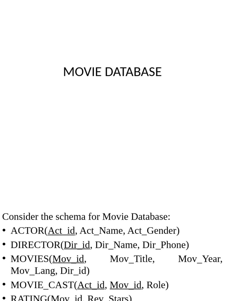 Movie Database Schema and Queries | PDF | Business | Computers