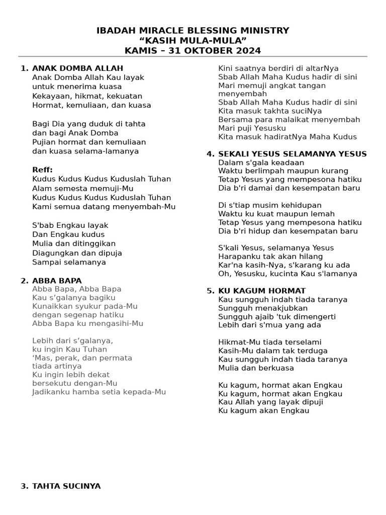 Ibadah Miracle Blessing Ministry | PDF