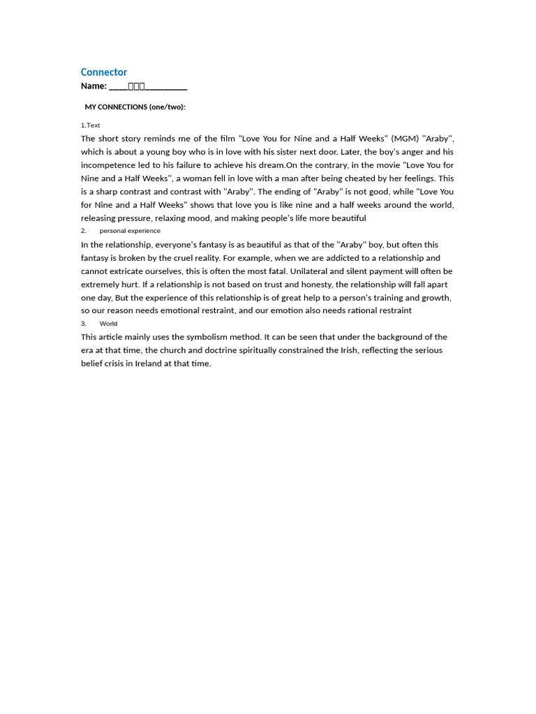 "Araby" vs. Film: Love & Reality | PDF