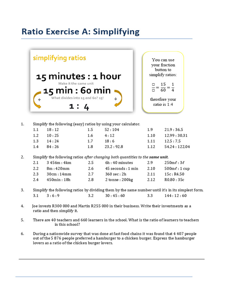 Ratio Rate Proportion Booklet | PDF | Ratio