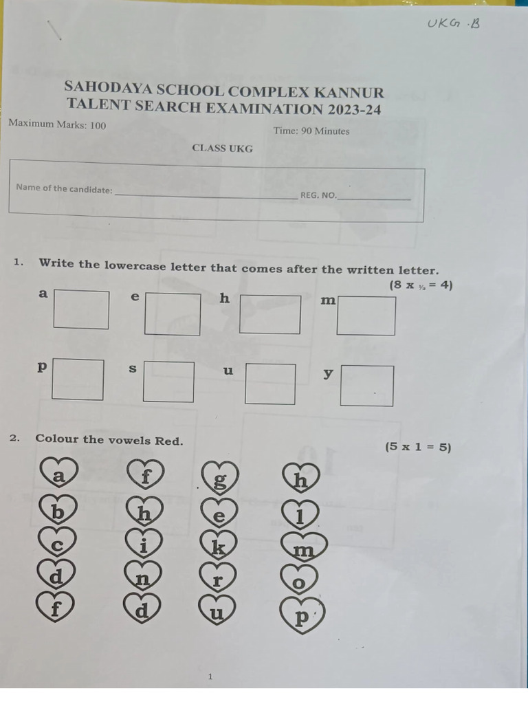 Sahodaya Talent Exam (Model Questions) | PDF