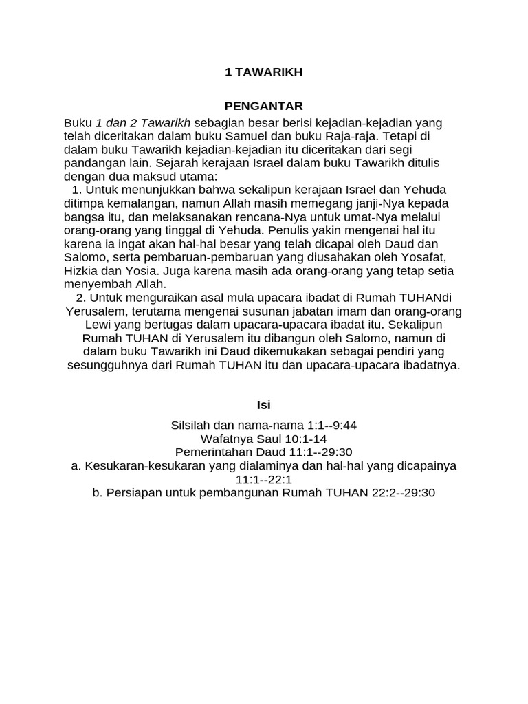 Analisis Kitab 1 Tawarikh | PDF