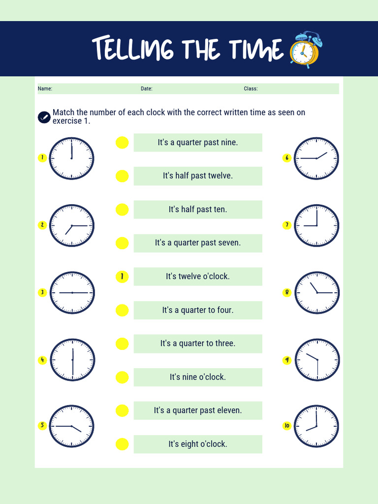Illustrative Telling The Time Worksheet | PDF