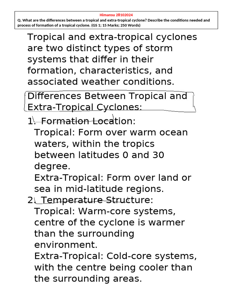 Tropical vs Extra-Tropical Cyclones | PDF | Tropical Cyclones | Cyclone