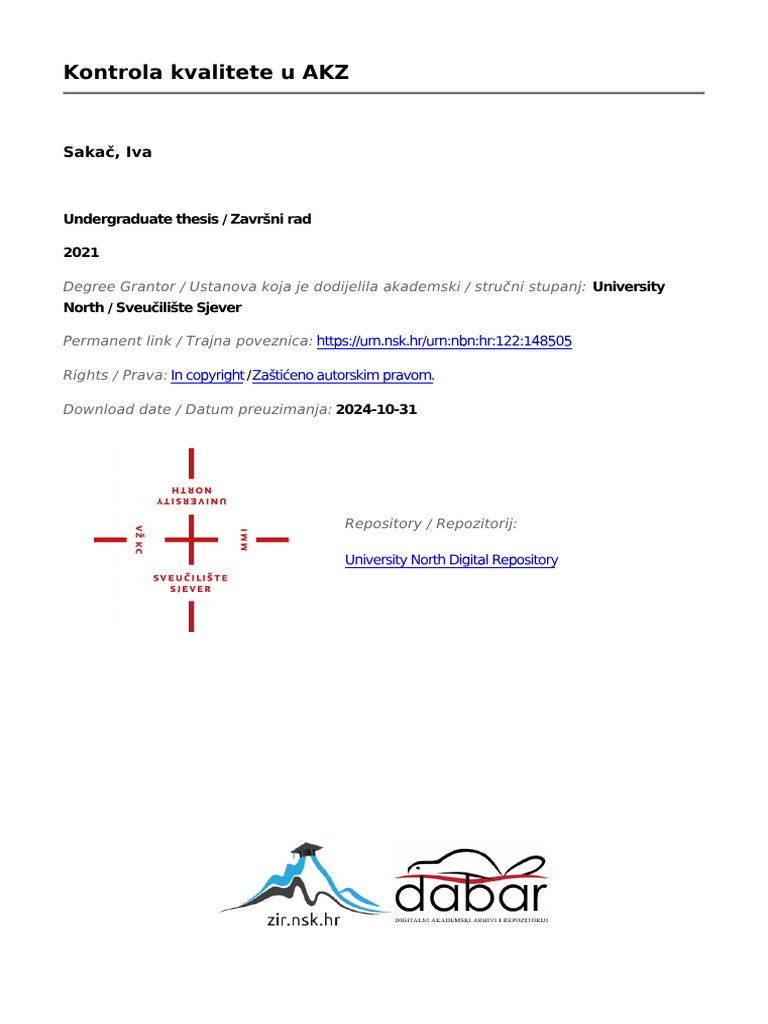 Kontrola Kvalitete U Akz Sakac | PDF