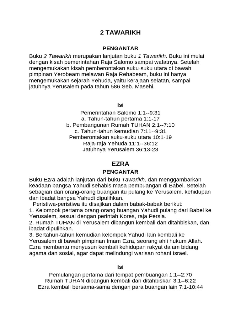 Pengantar Kitab 2 Tawarikh Dan Kitab Ezra | PDF