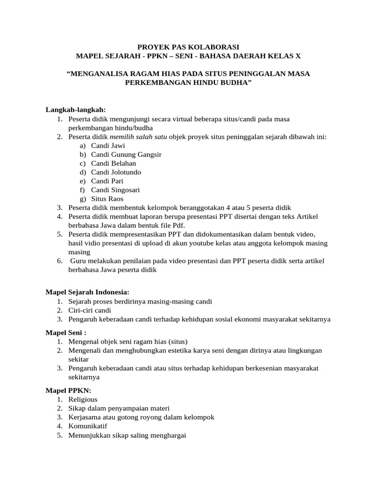 Proyek Pas Sejarah-Senibud-Ppkn-Bahasa Daerah | PDF