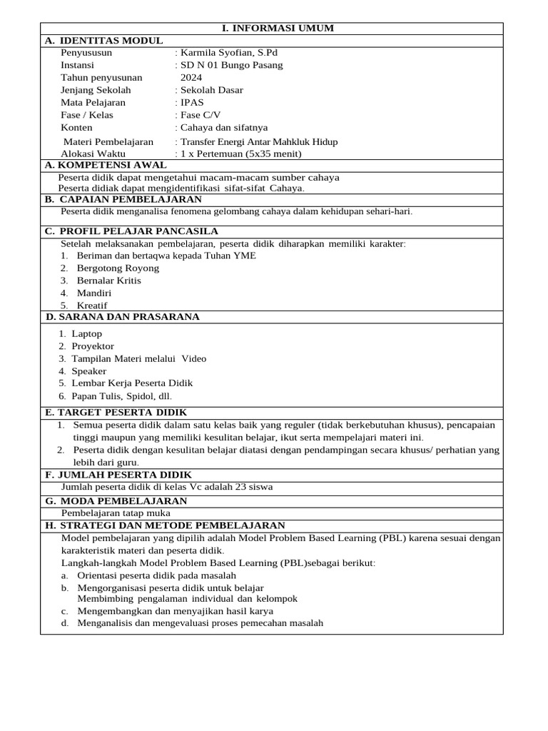 MODUL IPAS Transfer Energi Antar Mahkluk Hidup | PDF | Sains & Matematika