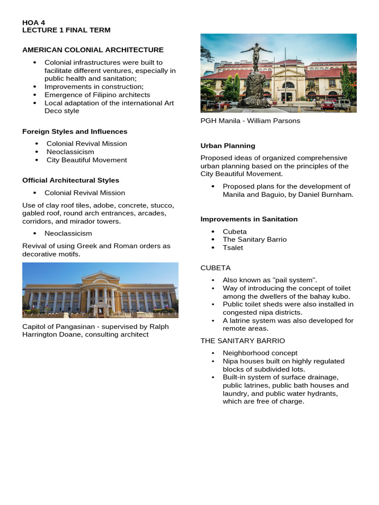 HOA 4 - American Colonial Architecture and Marcosian Architecture | PDF ...