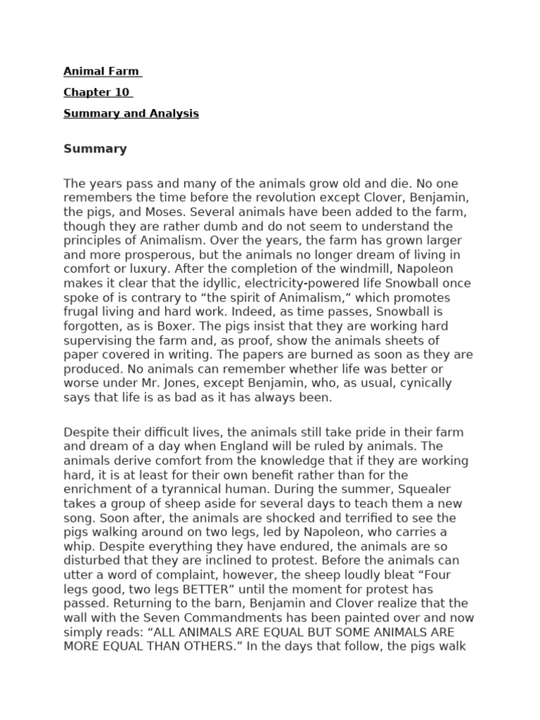 Animal Farm CH 10 | PDF | History | General Fiction
