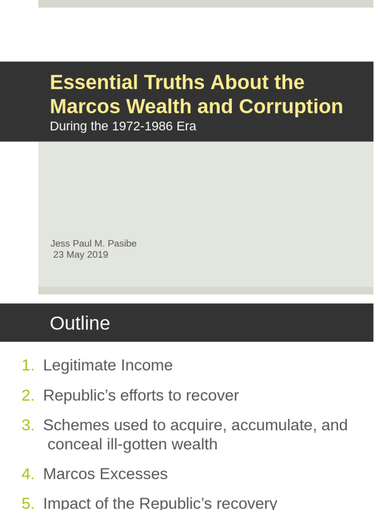 Essential Truth About Marcos Wealth and Corruption | PDF | Social Science