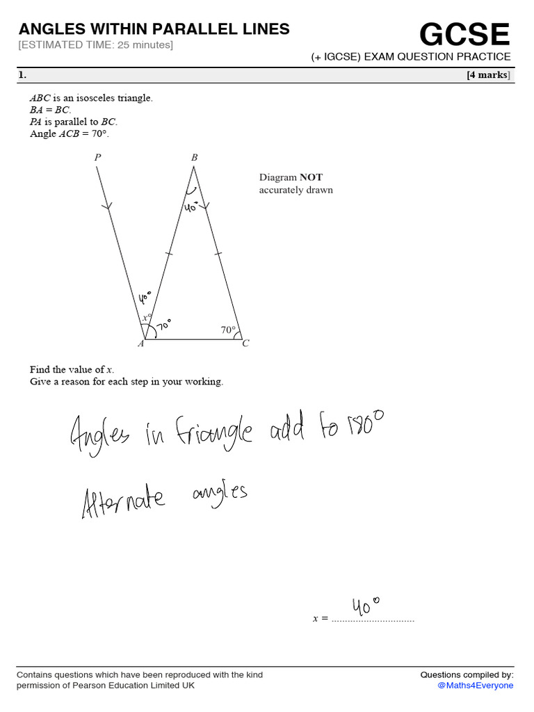 Gcse Angles In Parallel Lines Pdf Euclidean Plane Geometry Elementary Mathematics