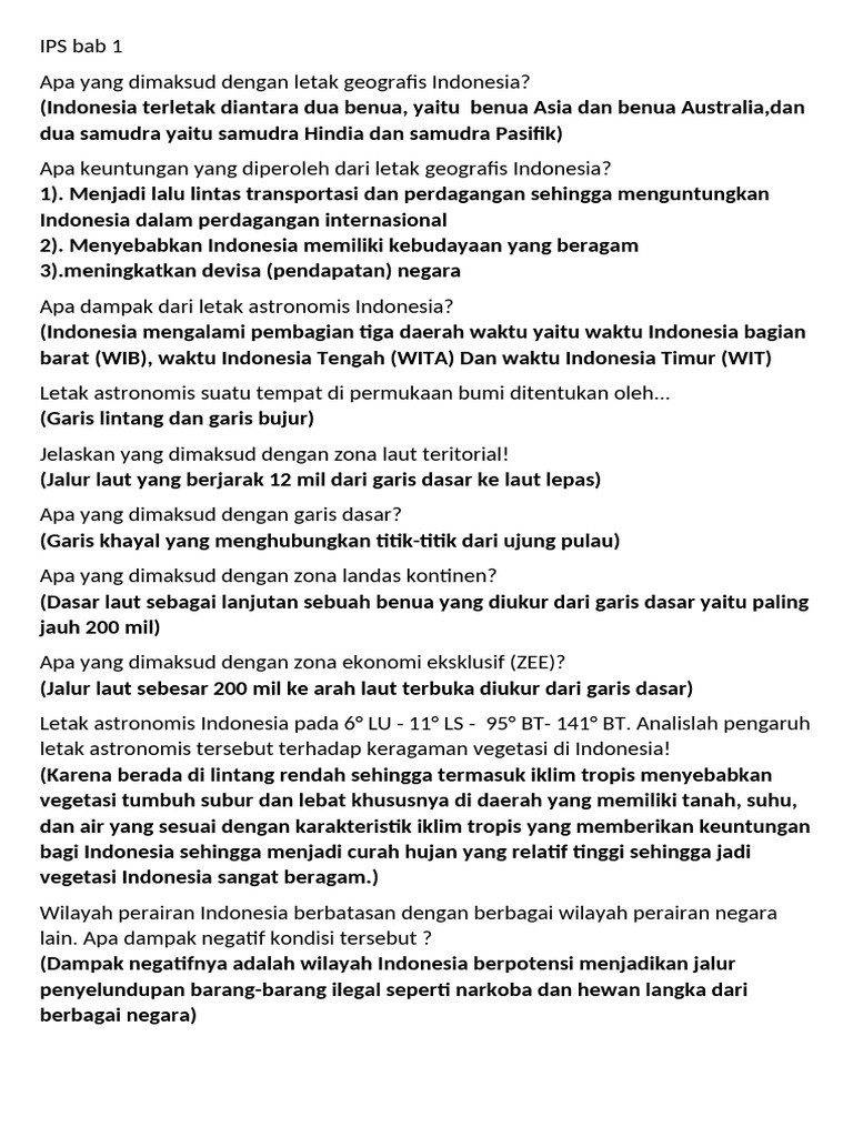 IPS Bab 1 Kelas 7 Smster 1 | PDF