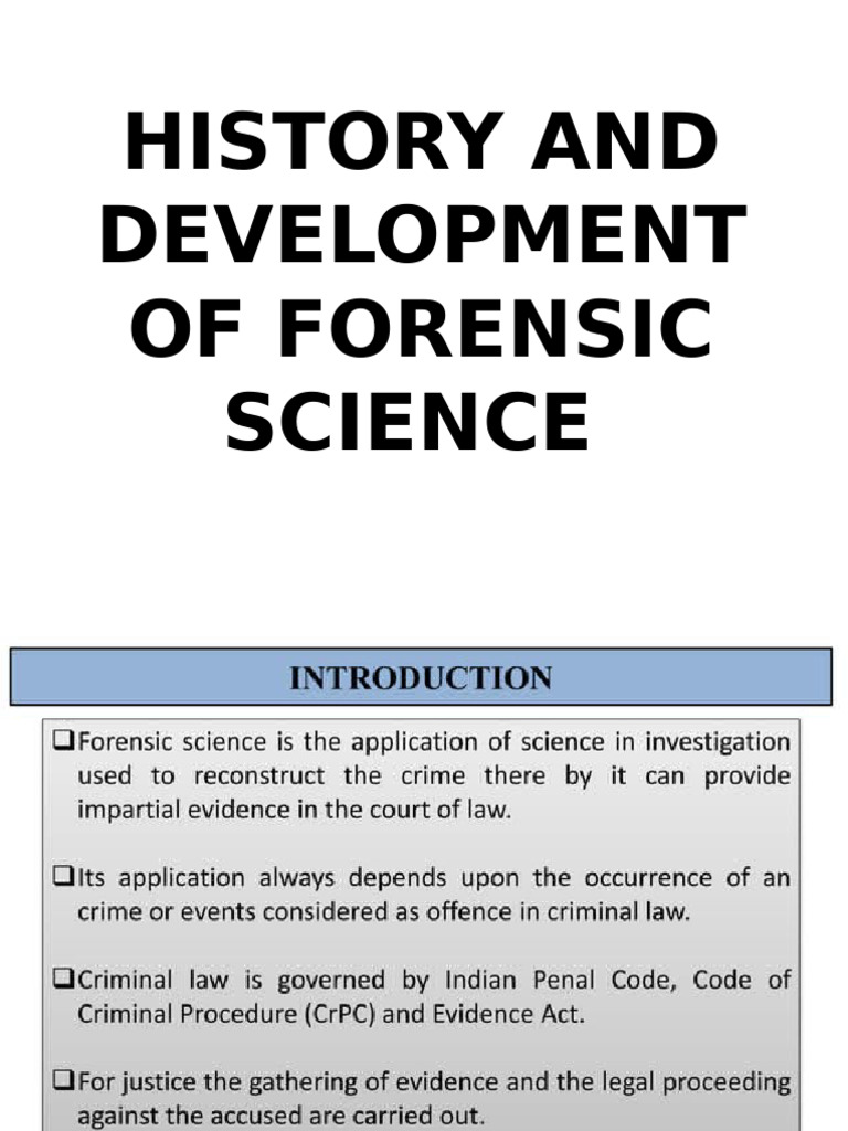 History and Development of Forensic Science | PDF