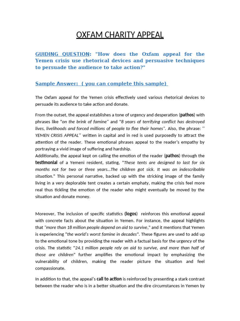 OXFAM CHARITY APPEAL Sample | PDF | Psychology