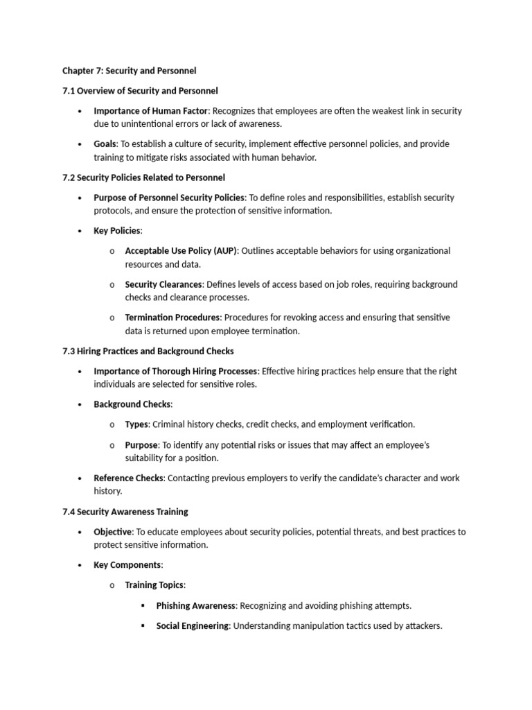 Chapter 7 Reviewer - Security and Personnel | PDF | Computer Security | Security