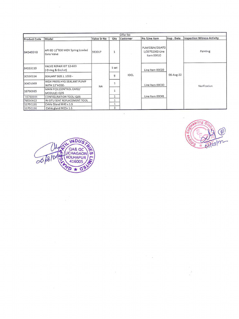Inspection Documents Paint, Spare | PDF