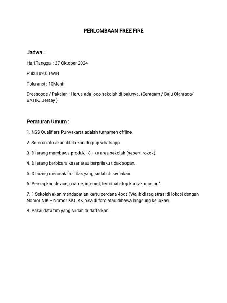 Perlombaan Free Fire | PDF