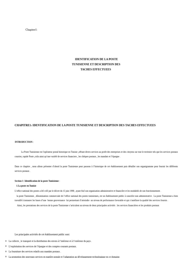 Identification de la Poste Tunisienne | PDF | Poste | Tunisie