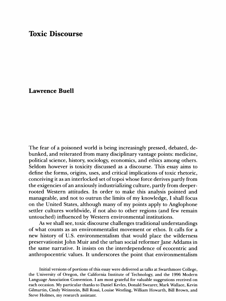 Toxic Discourse | PDF | Ecocriticism | Environmentalism