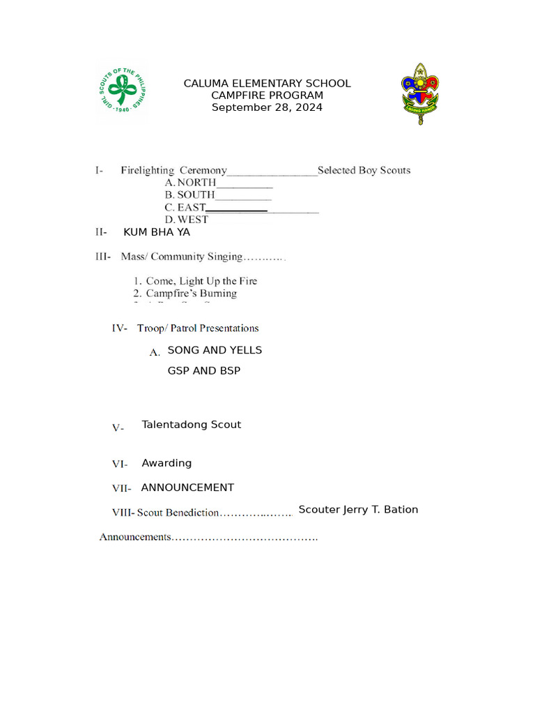 Campfire Program | PDF