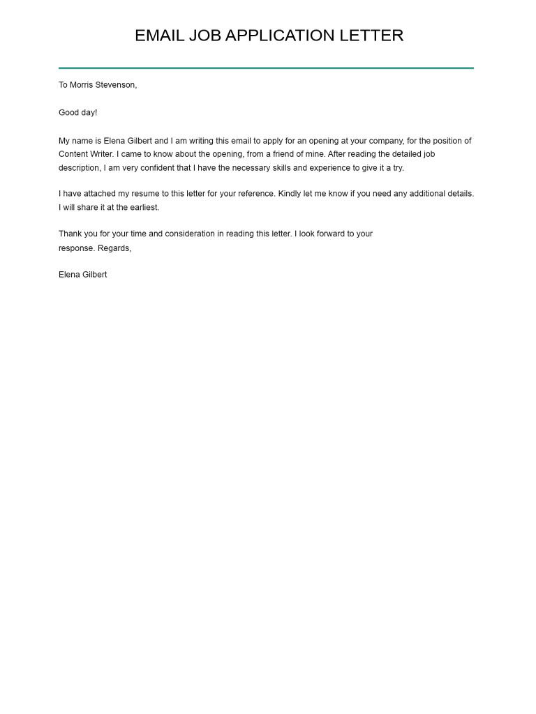 Email Job Application Letter Template | PDF