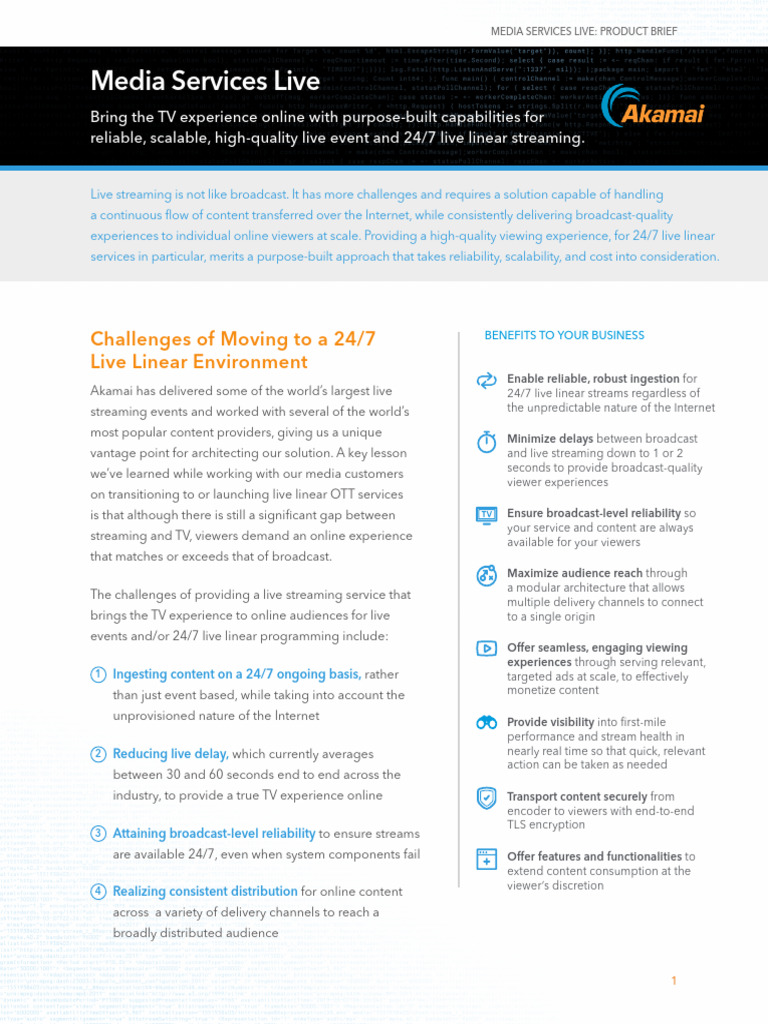 Media-Services-Live-Product-Brief - Akamai | PDF | Streaming Media ...